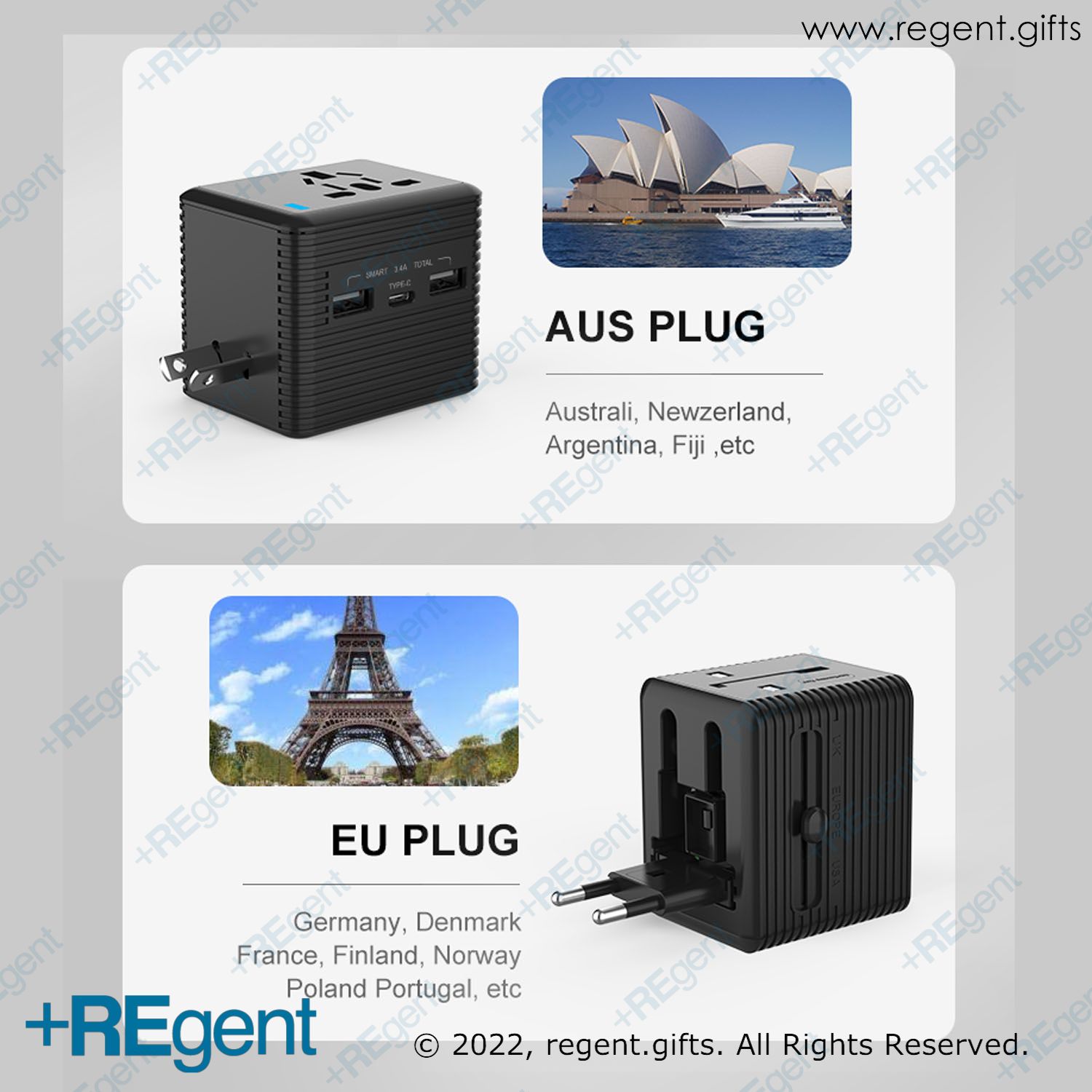 Type-C 3USB旅行插頭 | TA043 | 旅行插頭禮品訂做 Regent Gifts